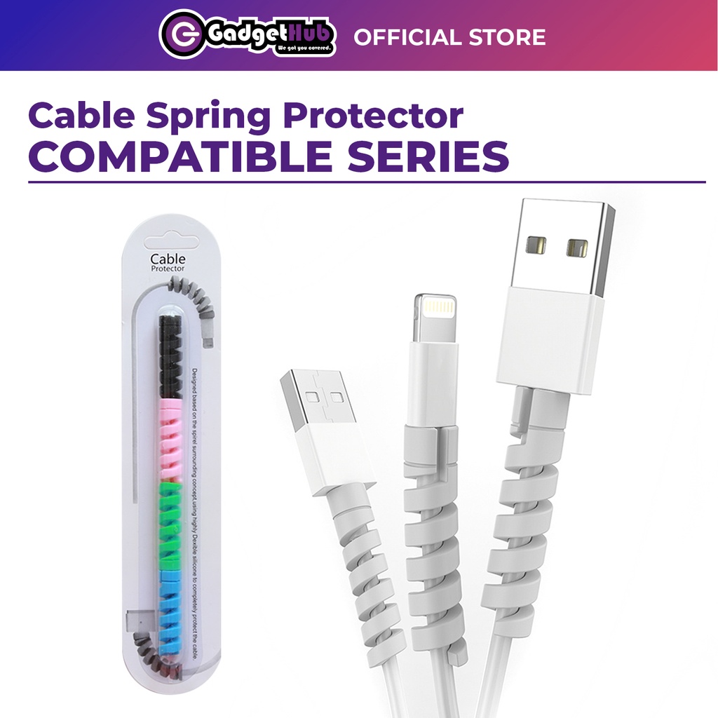 [Gadgethub] Cable Spring Protector Colourful Wire Cord Wrap Prevent ...