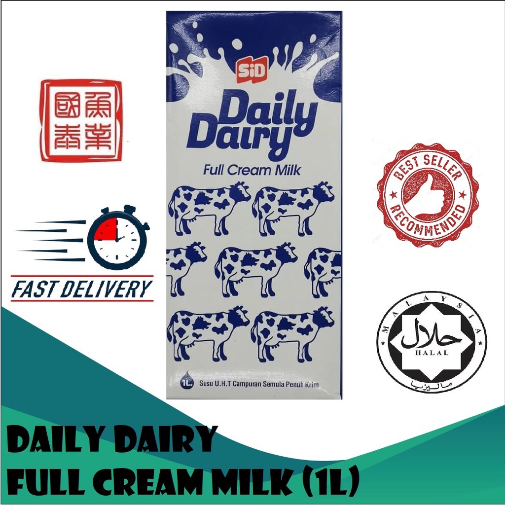 SiD Daily Dairy UHT Full Cream Milk 1Litter Penuh | Shopee Malaysia