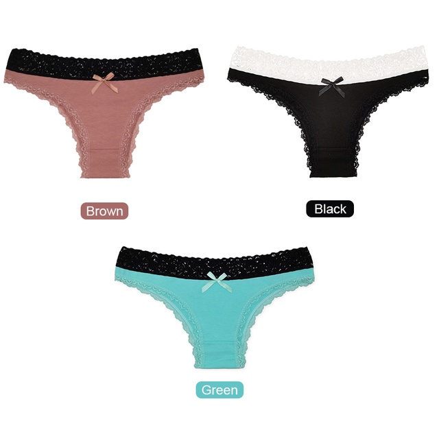 Julexy 3pcspack Women Cotton Panties Underwear Breathable Briefs Sexy 1356