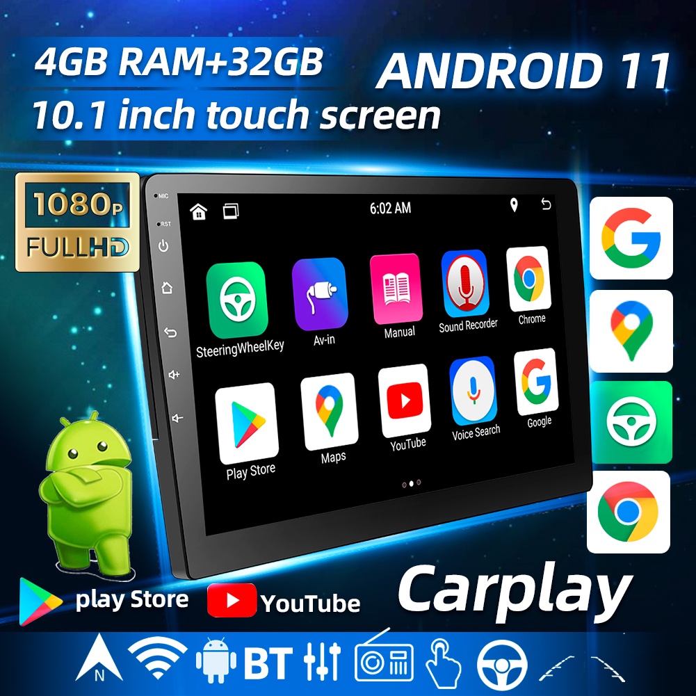 Android Player 10.1 Inch Touch Screen 4+32G Auto Radio Kereta FM MP5 ...