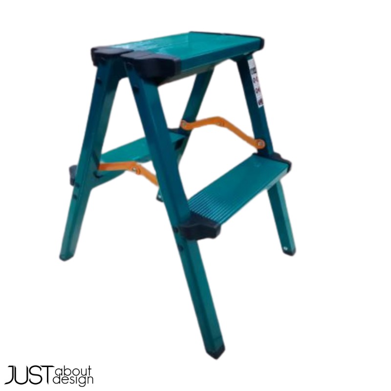 49cm Foldable Aluminium 2 Step Stool Ladder Black / Silver Colour ...