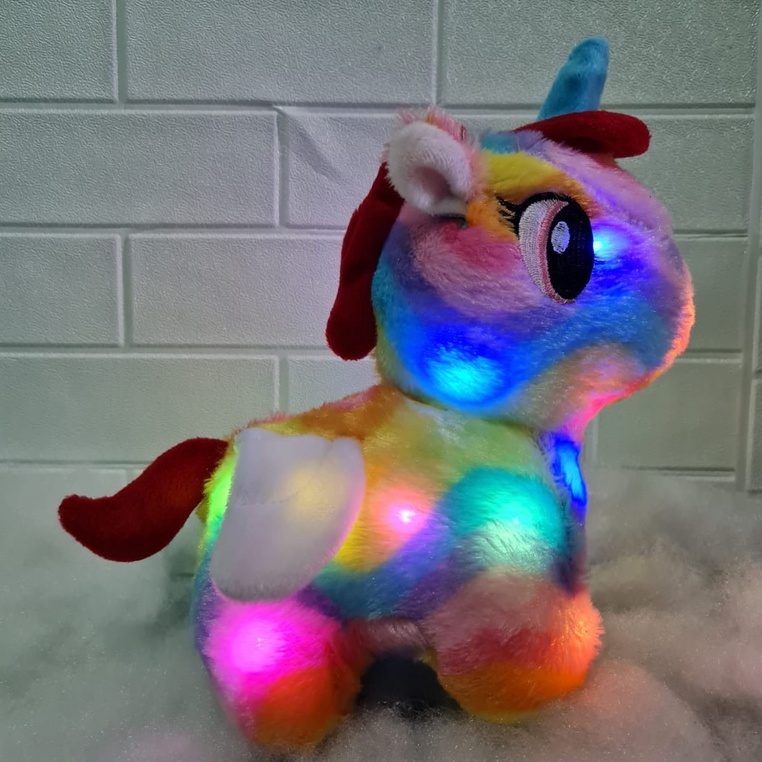 Rainbow Unicorn Pony Doll with Led Lights, Cute, Soft, SNI | Shopee ...