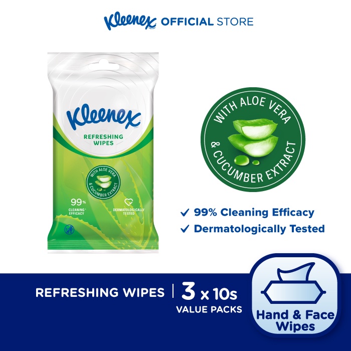 [Bundle of 3] Kleenex Hand & Face Refreshing Multipurpose Wet Wipes 10 ...