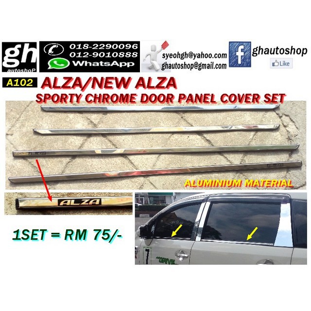 PERODUA ALZA sporty chrome window trims set with Alza logo (4pcs ...