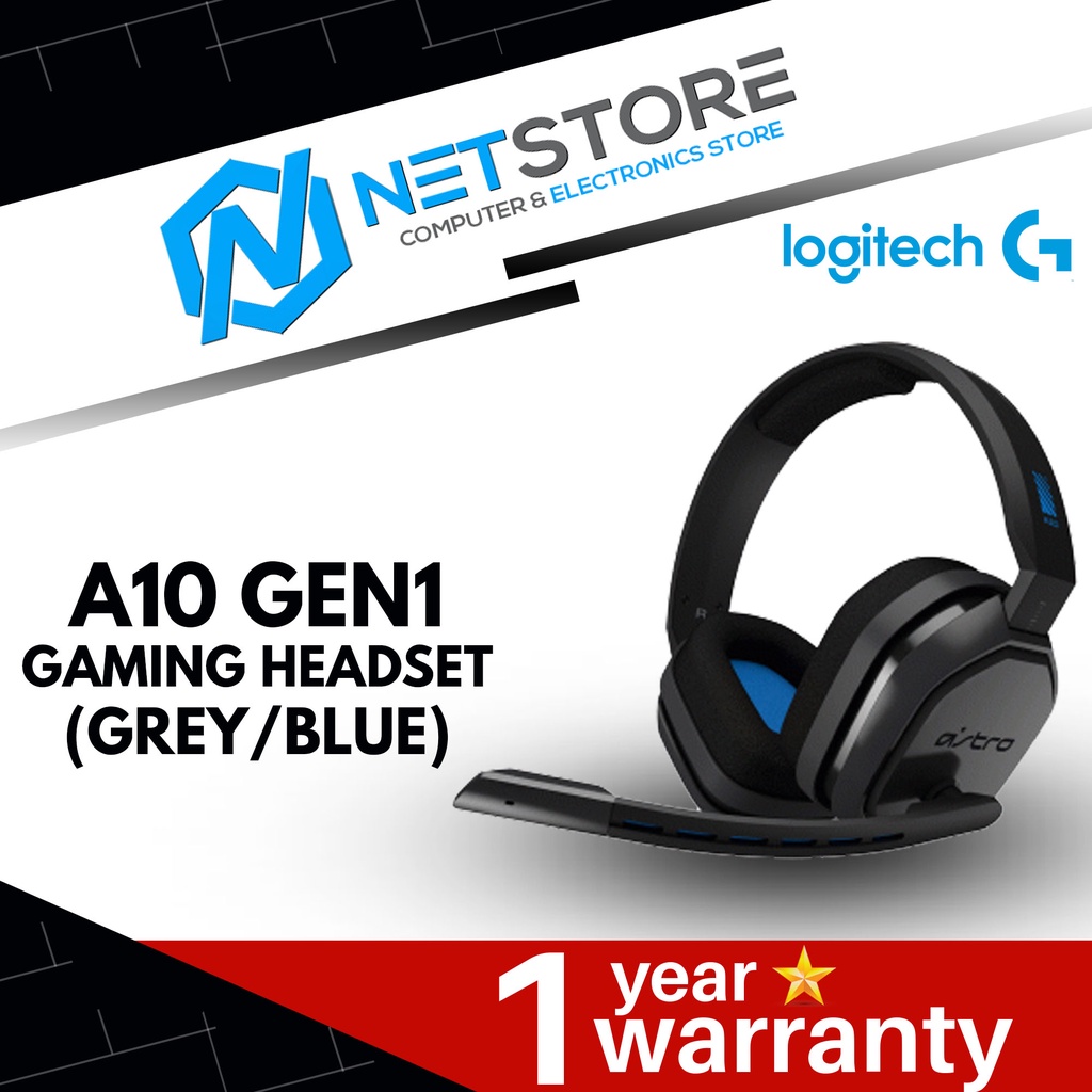 LOGITECH A10 GEN1 GAMING HEADSET (GREY/BLUE) - 939-001741 | Shopee Malaysia