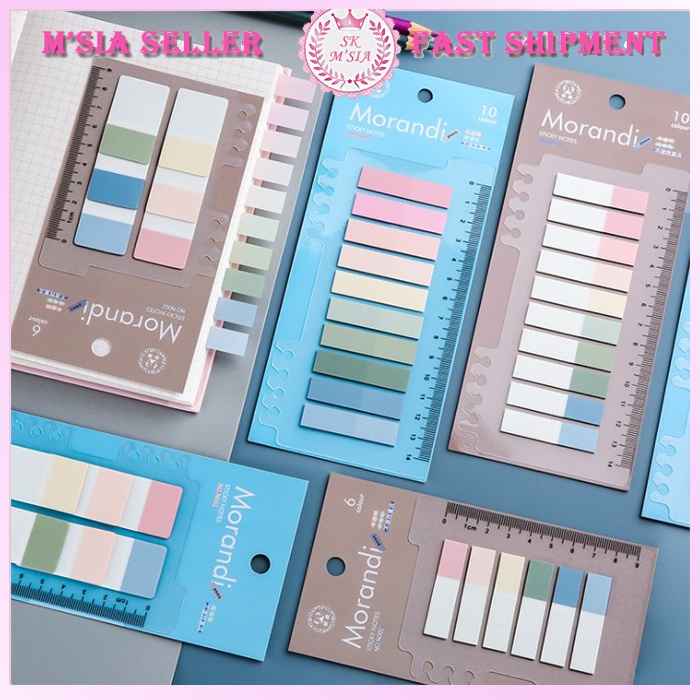6 Pastel Colour Transparent Sticky Note Bookmark Plastic Material ...
