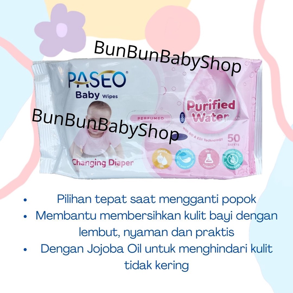 Paseo Baby Wipes Wet Tissue Wipe Purified Water Care Newborn Baby ...