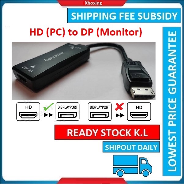 HDMI Female To DisplayPort DP Male (Reverse) Video Converter Adapter ...