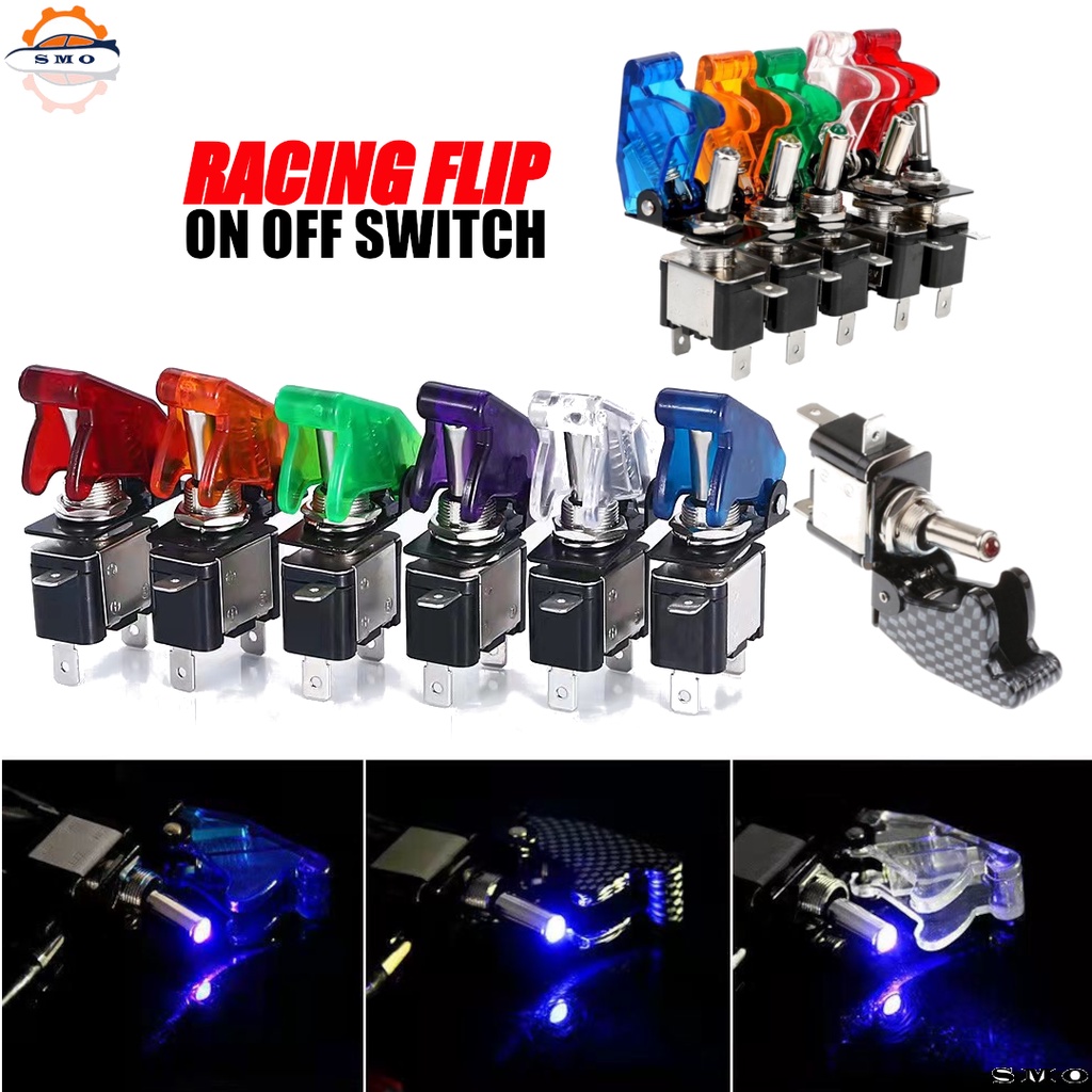 12V 24V 20A Car Racing Flip On Off Switch Cap Cover Led Light Toggle On ...