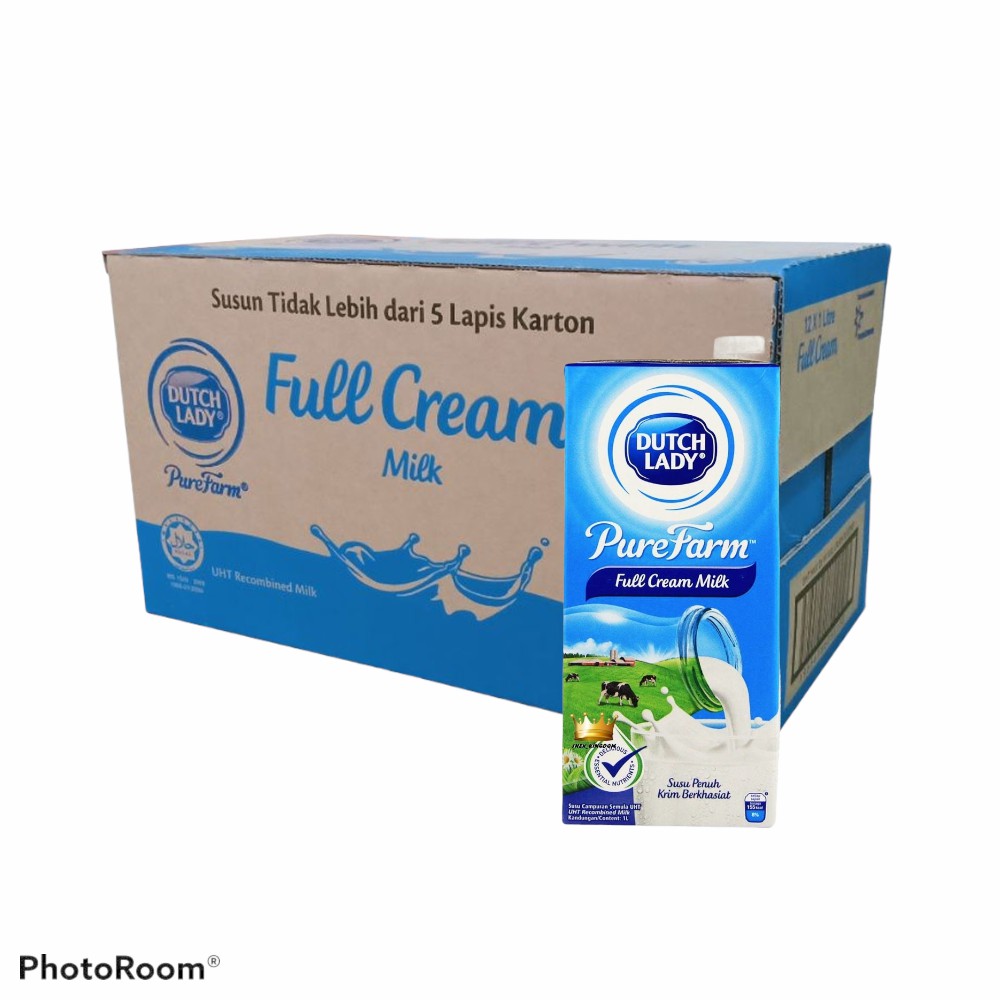 Dutch Lady Pure Farm Full Cream UHT Milk 1 Carton (12pkt x1 Litre ...