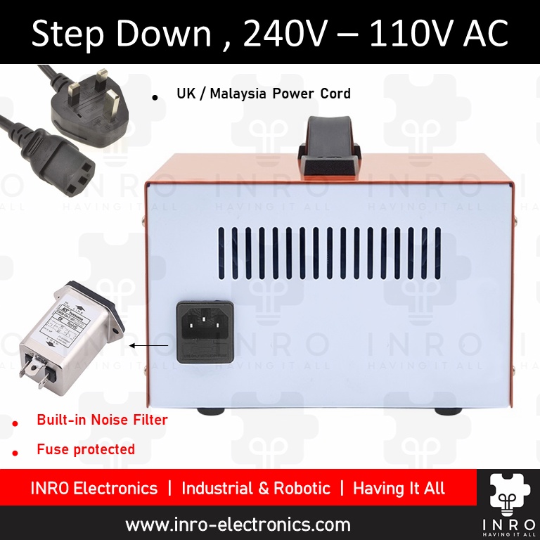 [Orange] Portable Step Down Transformer, 240V AC -> 110V AC (300W, 500W ...