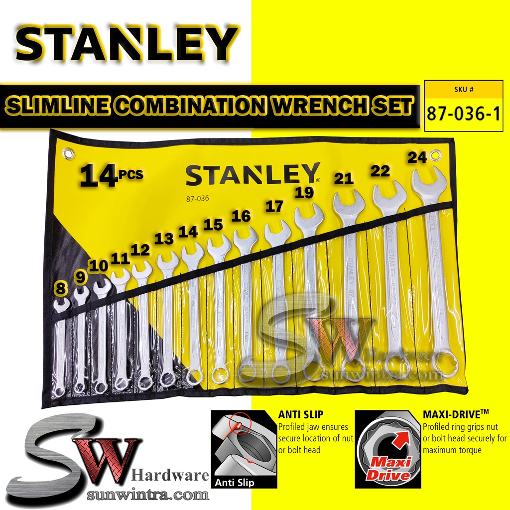 [Original] Stanley Slimline Chrome Vanadium Combination Spanner Set ...