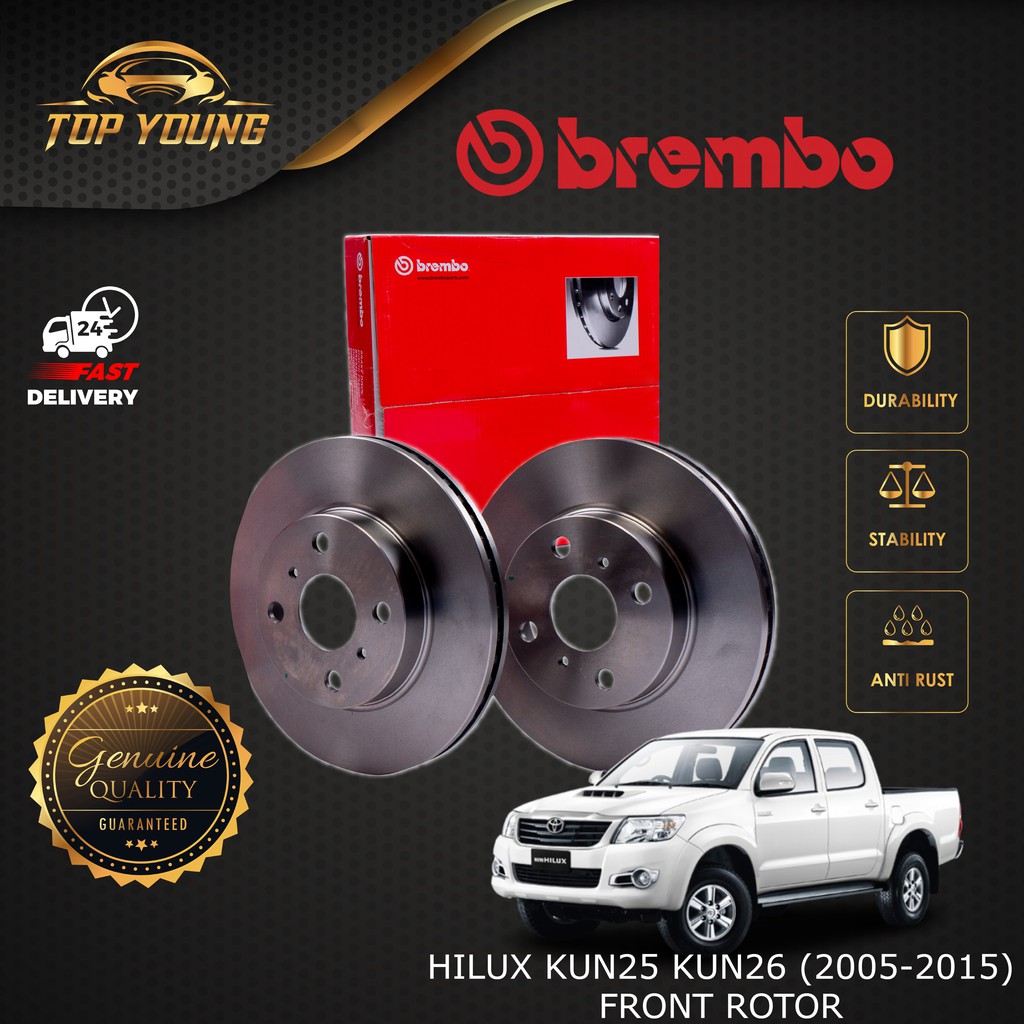 BREMBO TOYOTA HILUX KUN25 KUN26 (2005-2015) FRONT (FW) (DEPAN)100% ORIGINAL BREMBO DISC BRAKE ...