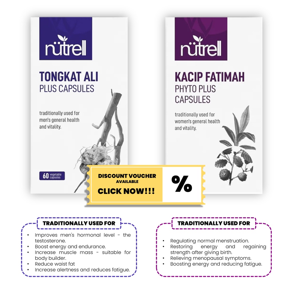 [UTM Research Product || ORIGINAL] NUTRELL Tongkat Ali & Kacip Fatimah Capsules, 60caps | Shopee ...
