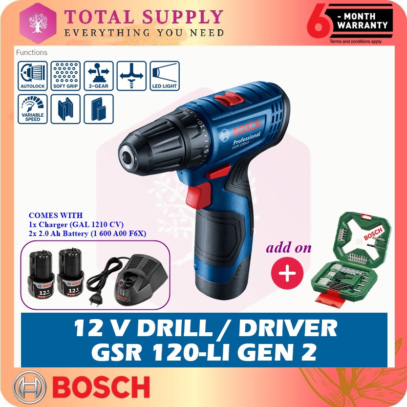 GSR120-LI GEN 2 BOSCH 12V CORDLESS DRILL DRIVER GSR120 GEN2 | Shopee ...