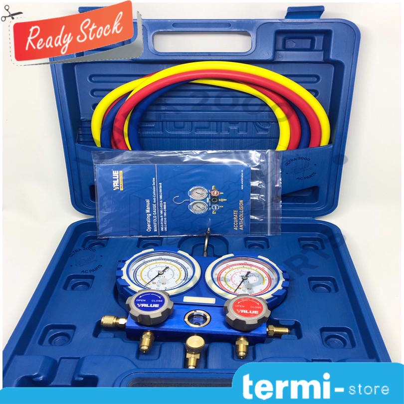 Freon Manifold Filling Hose Double R410a Value VMG-2-R410a-B Manifold ...
