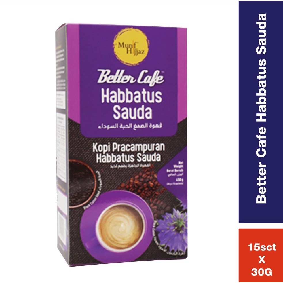 Munif Hijjaz 🔥 Better Café KOPI Arabic Gum / Habbatus Sauda (15 sachets x 30 gram) / (20 sachets ...