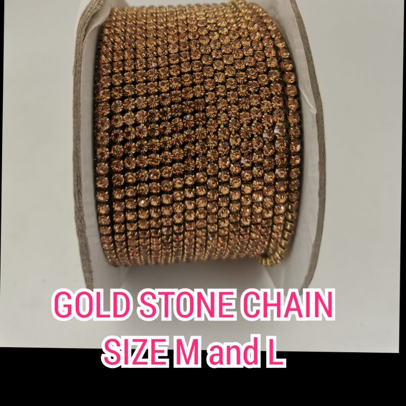 GOLD STONE CHAIN SIZE MEDIUM /LARGE (1 meter only) | Shopee Malaysia