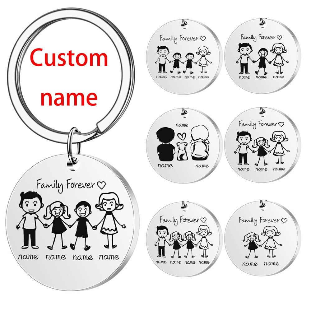 Personalized Family Gifts Keychain Custom Mom Dad Daughter Son Pet Key ...