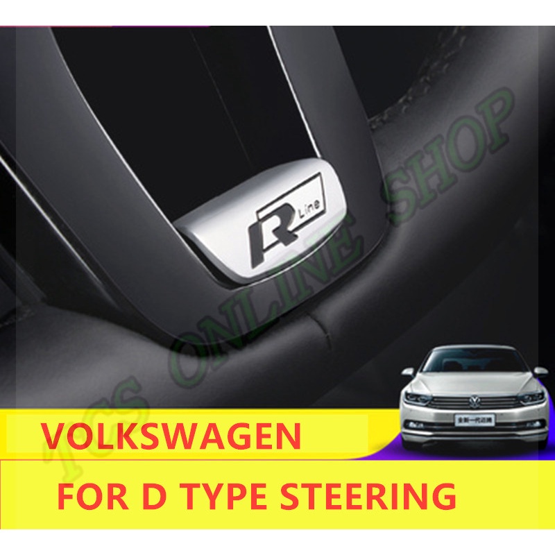 VOLKSWAGEN R LINE -BLACK Steering Wheel Aluminum Logo Emblem Decal ...