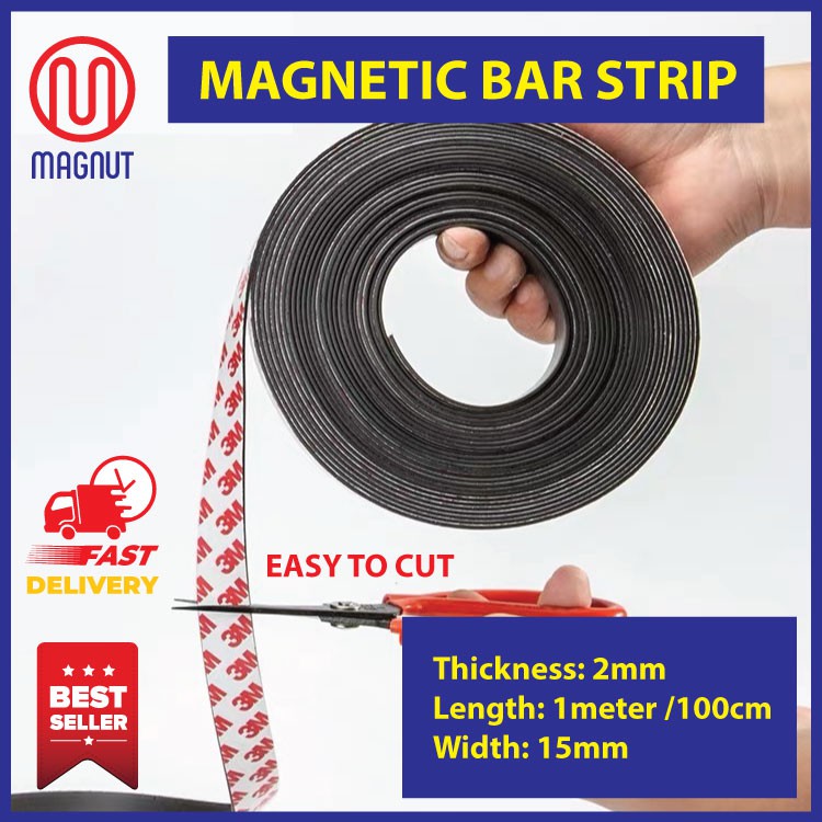 1 meter * 15mm / thickness: 2mm - self adhensive Flexible magnetic Bar ...