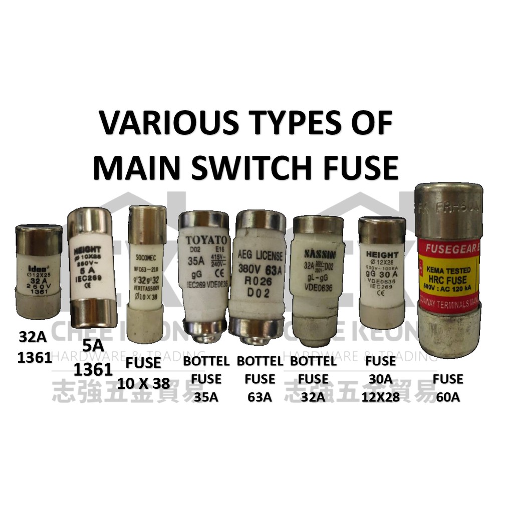 MAIN SWITCH FUSE / 5A 32A 60A 1361/BOTTLE FUSE 32A 35A 63A / SWITCH ...
