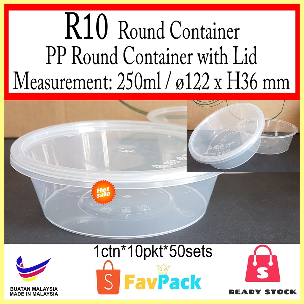 R10 (TEKA) 250ml PP Round Container with Lid / Disposable Clear Plastic ...