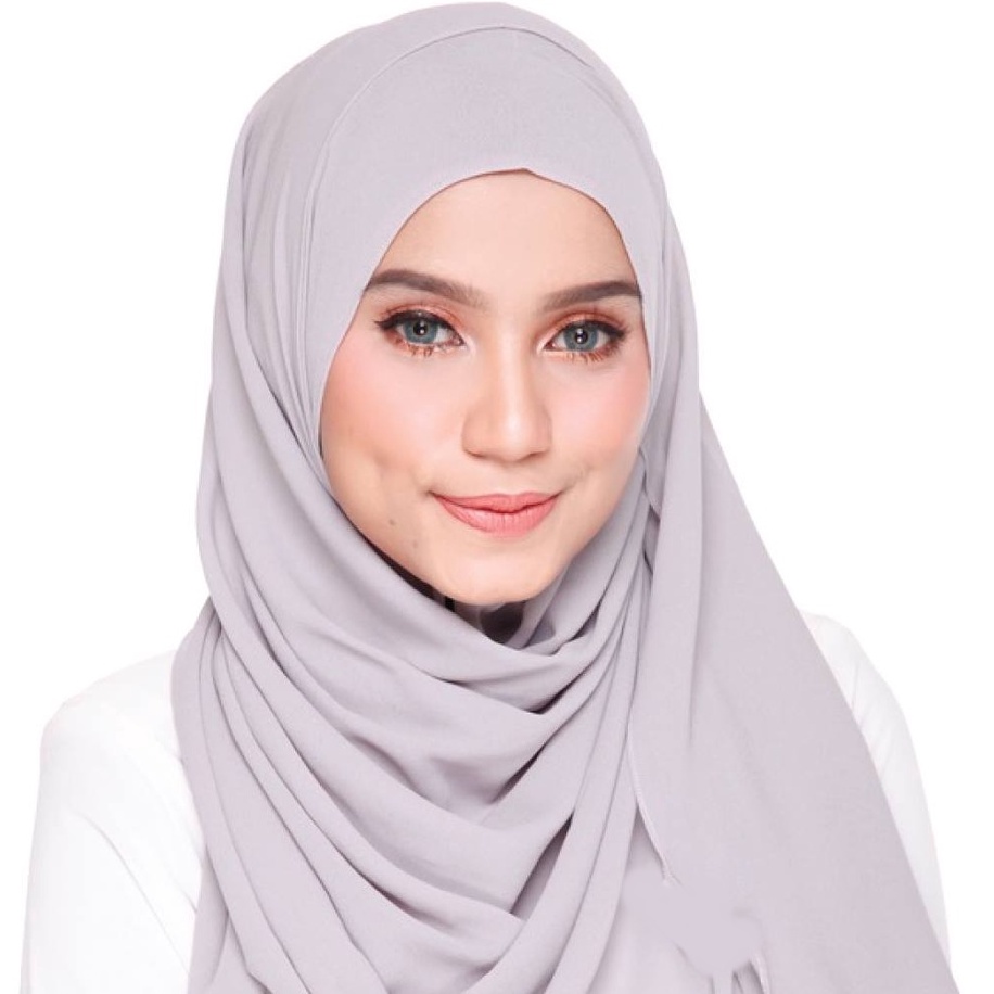 Tudung Instant Shawl Chiffon Selendang Ironless Hitam Putih Keknis ...