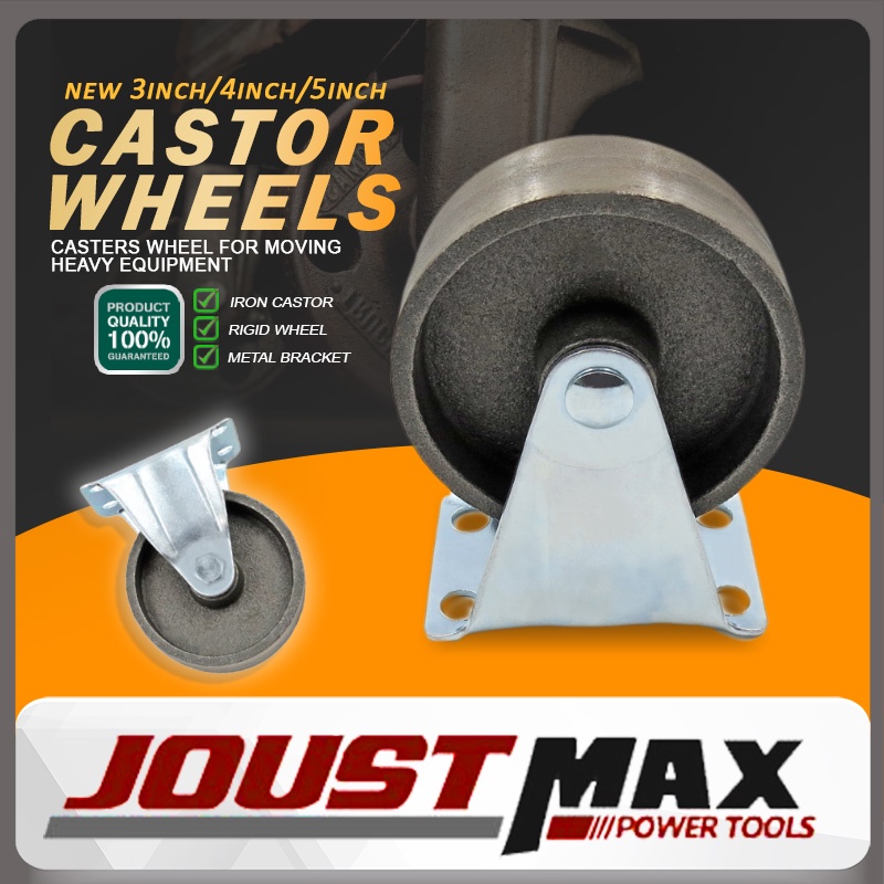 3" 4" 5" inch HEAVY DUTY BLACK IRON RIGID CASTER/CASTOR ROLLER RODA ...