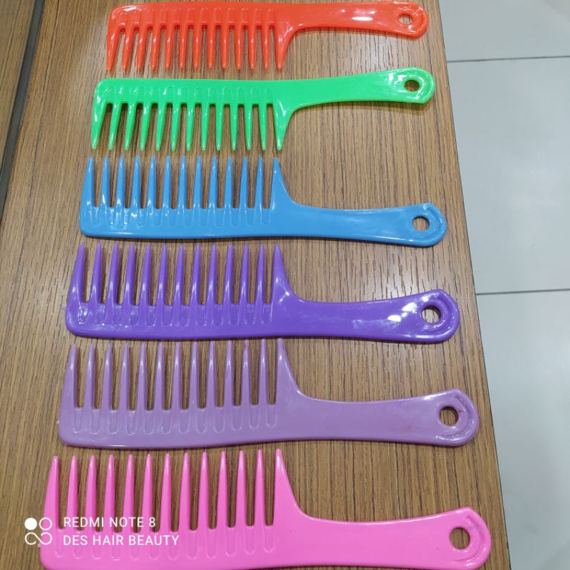 Hair Comb Sikat rambut Gigi besar Lebar plastik (random color) | Shopee ...