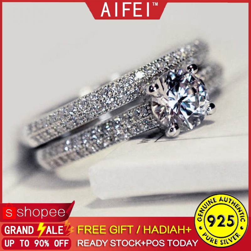 Cinin Silver 925 Original Couple Rings S925 Ring Diamond Engagement ...