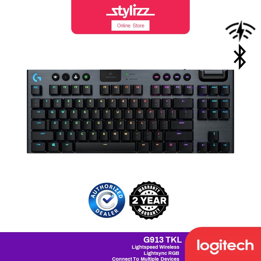 LOGITECH G913 TKL TENKEYLESS LIGHTSPEED WIRELESS RGB MECHANICAL GAMING ...
