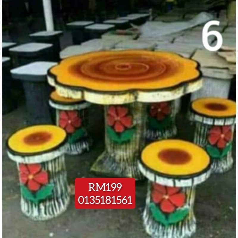 KERUSI MEJA BATU [BYR COD JIMAT WSP 0135181561] SET MEJA BATU BUNGA ...
