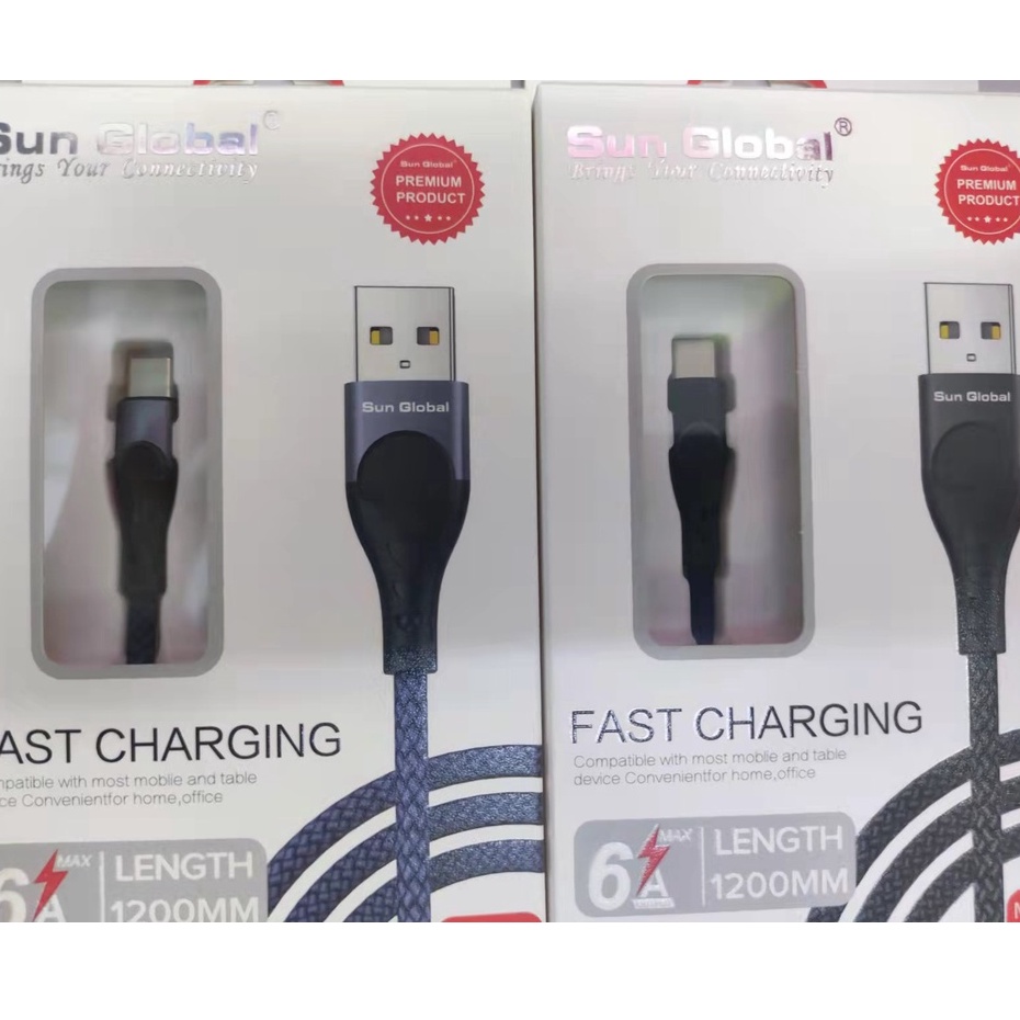 USB [Sun Global] 1200mm 6A Quick/Fast Charge USB Cable | Shopee Malaysia