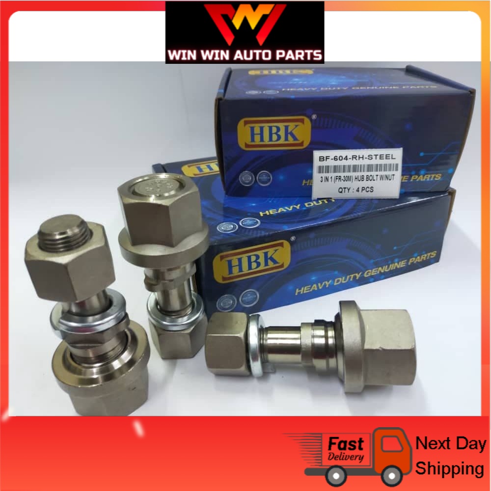 HUB BOLT BF604-HINO NISSAN FUSO 30MM (CHROME) WHEEL HUB BOLT (FRONT ...