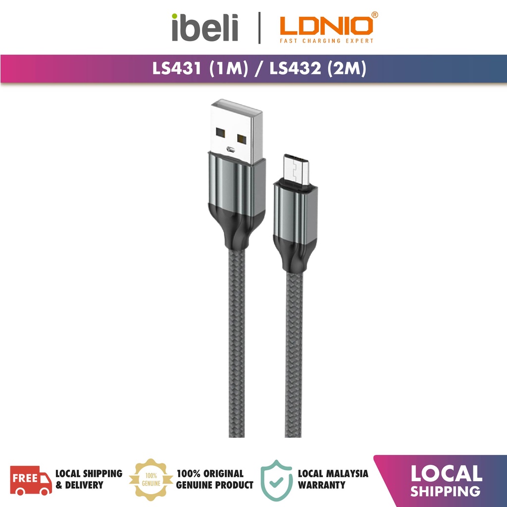 LDNIO LS431 1m/LS432 2m 2.4A Fast Charge Data Cable Compatible with iPhone | Shopee Malaysia