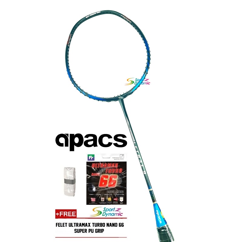 APACS LETHAL 9 BADMINTON RACKET (BLUE BLACK) & FOC ULTRAMAX TURBO NANO ...