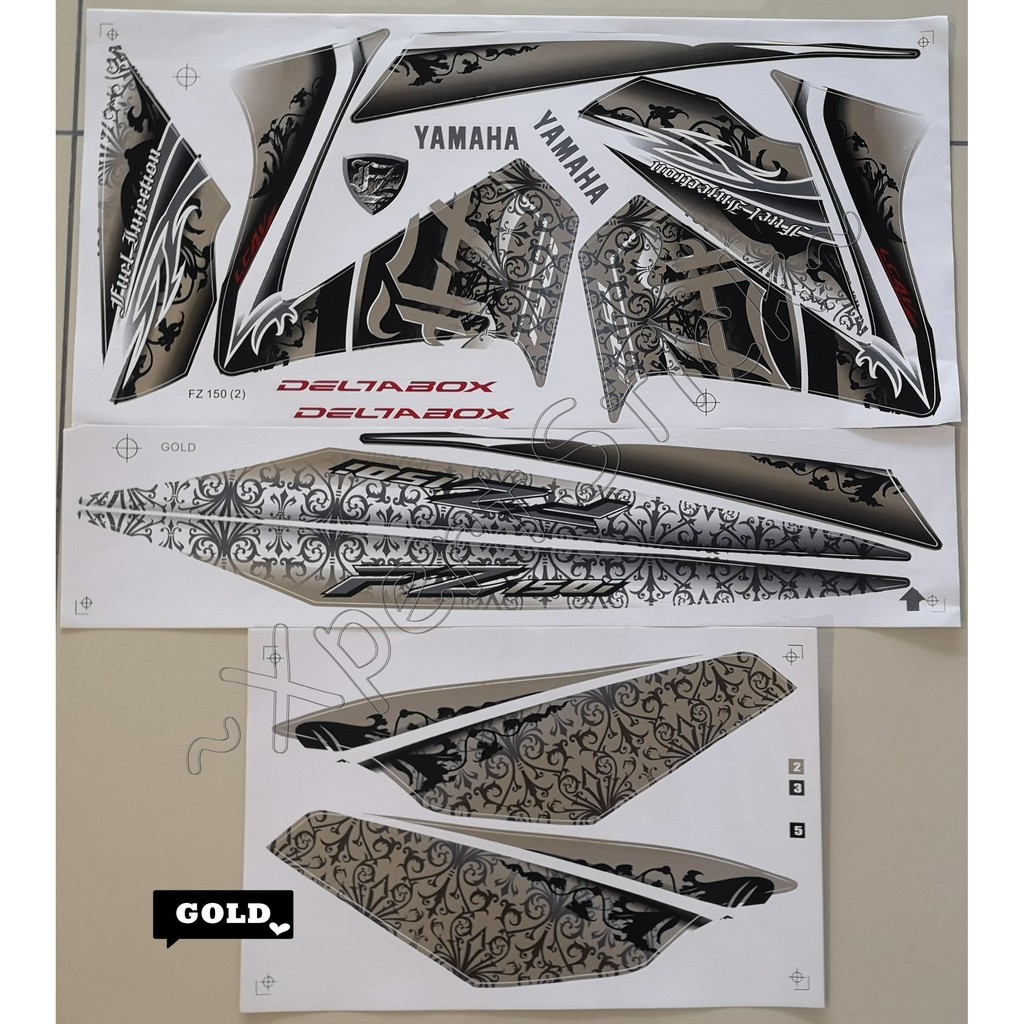 YAMAHA FZ 150 i (2) Body Sticker - Gold / Black / Red (READY STOCK ...