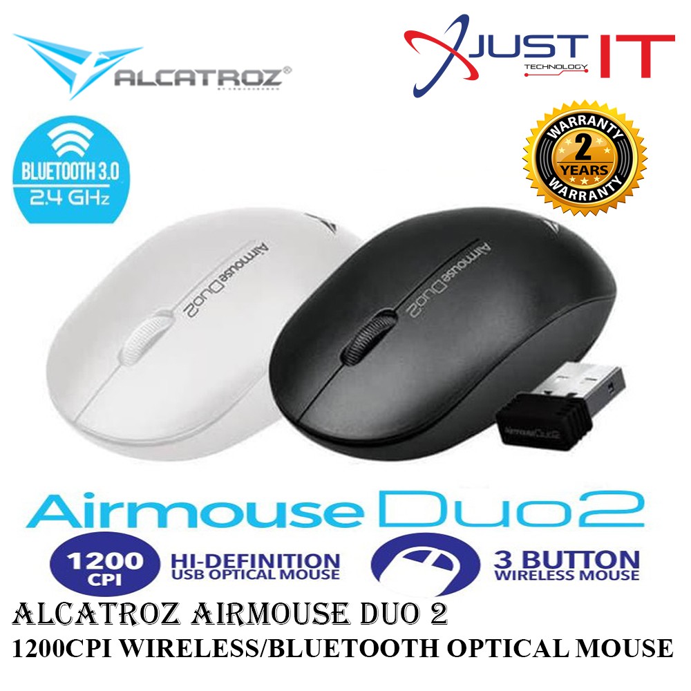 Alcatroz Airmouse Duo 2 1200Cpi Wireless/Bluetooth Optical Mouse ...