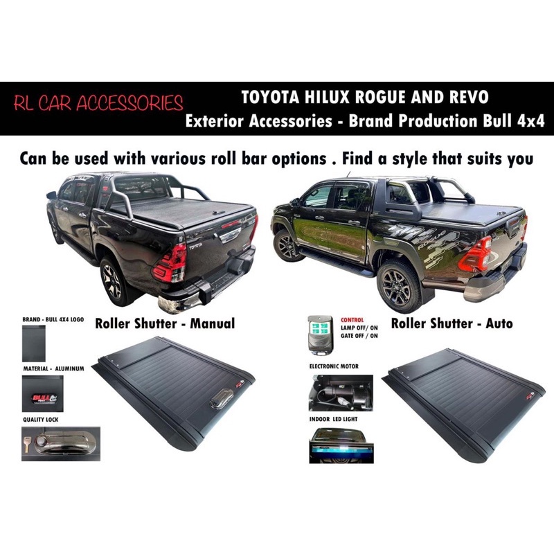 Toyota hilux Revo Rocco rogue rear trunk roller shutter up lid 2016 ...