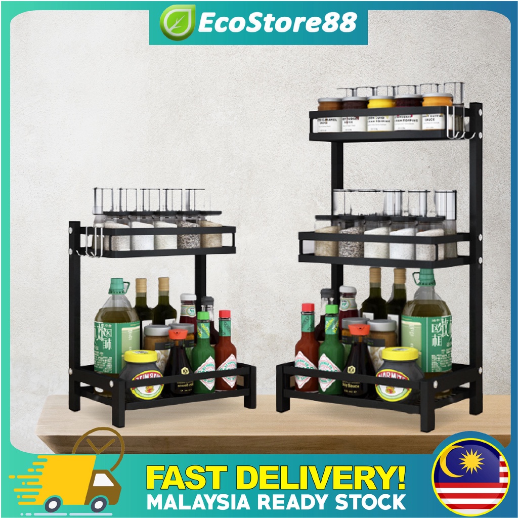 2/3 Tier Kitchen Rak Rempah Spice Rack Stainless Steel Seasoning ...