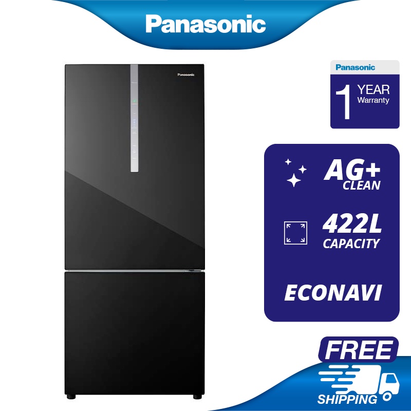 PANASONIC NR-BX421WGK 2-DOOR BOTTOM FREEZER REFRIGERATOR GLASS DOOR ...