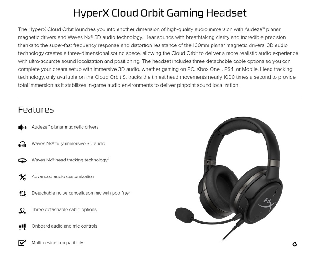 HYPERX CLOUD ORBIT S GAMING HEADSET - BLACK (HX-HSCOS-GM/WW) | Shopee Malaysia