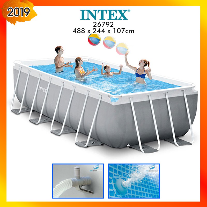 INTEX 26792 (NP1871) Prism Frame Above Ground Pool Rectangular Swimming ...