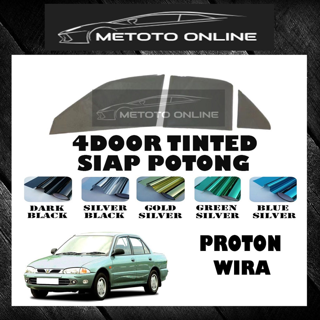 Proton Wira 4 Door Tinted UV 2Ply Siap Potong Tinted Kereta Dark Black ...