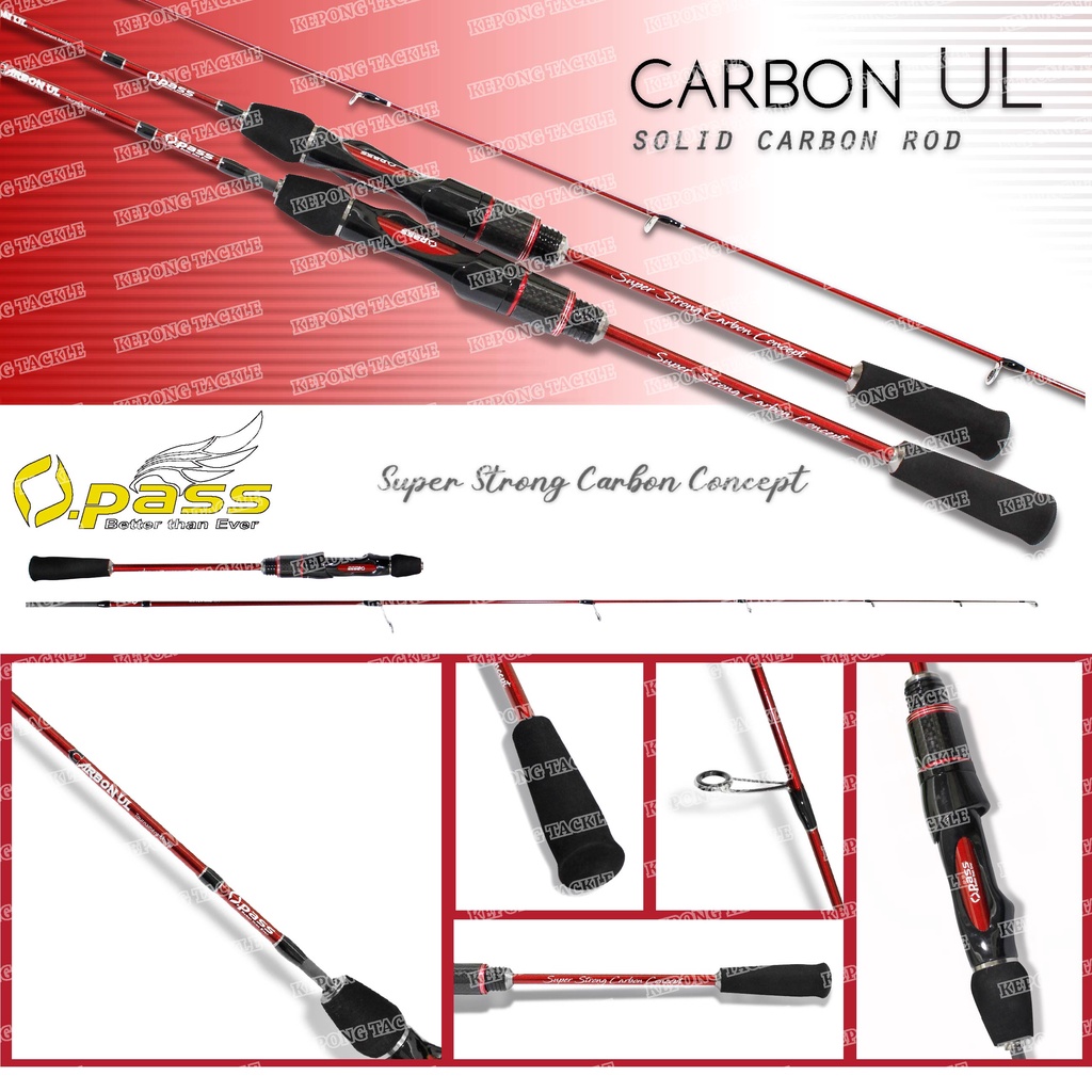 NEW OPASS CARBON UL SOLID CARBON SPINNING ROD Joran udang betul ringan ...