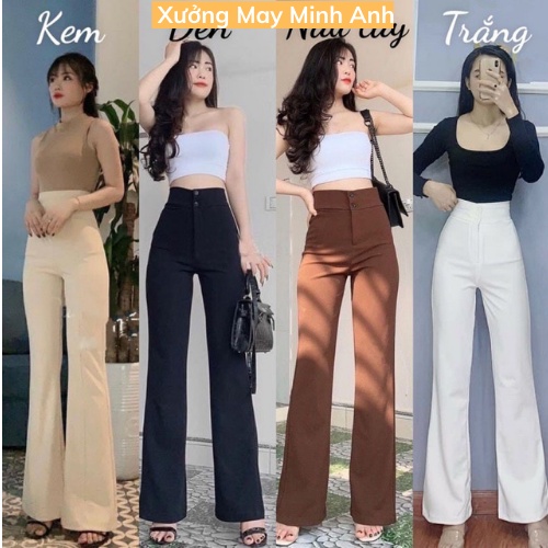 Super Bossy High-Waist 2-Button Snow Flared Pants MA65 | Shopee Malaysia
