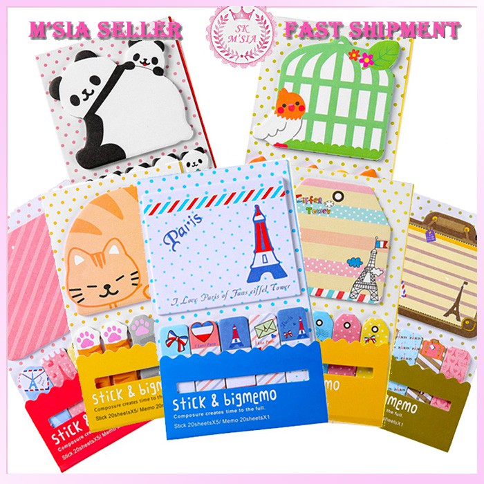 Sticky Notes Big and Small Combo Set Cute Designs | Shopee Malaysia