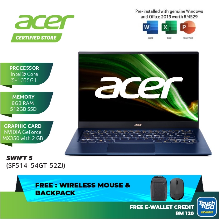 Acer Swift 5 - Blue (I5-1035G1 8GB 512GB SSD MX350 2GB 14" FHD IPS ...