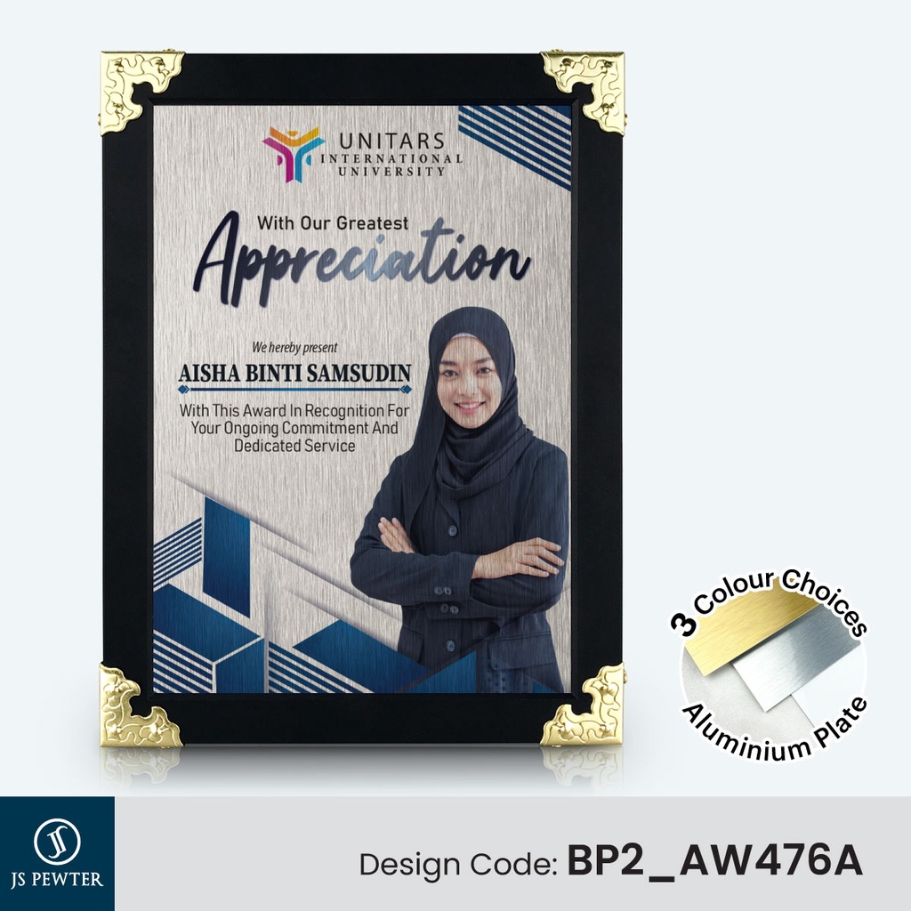 (JS Pewter) Custom Budget Plaque Black Frame | Metal Plate ...